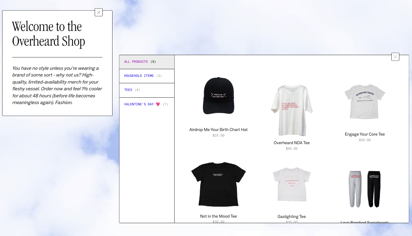 The Overheard Shop | Overheard